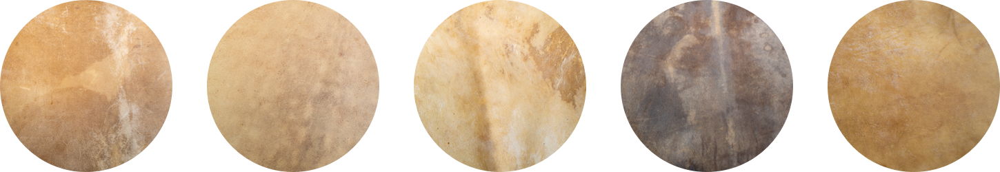 Naturally processed drum skin